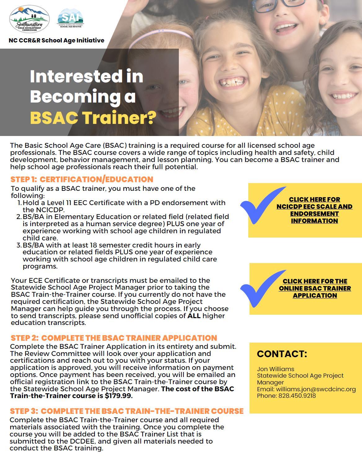 Become a BSAC Trainer! - CCR&R Council