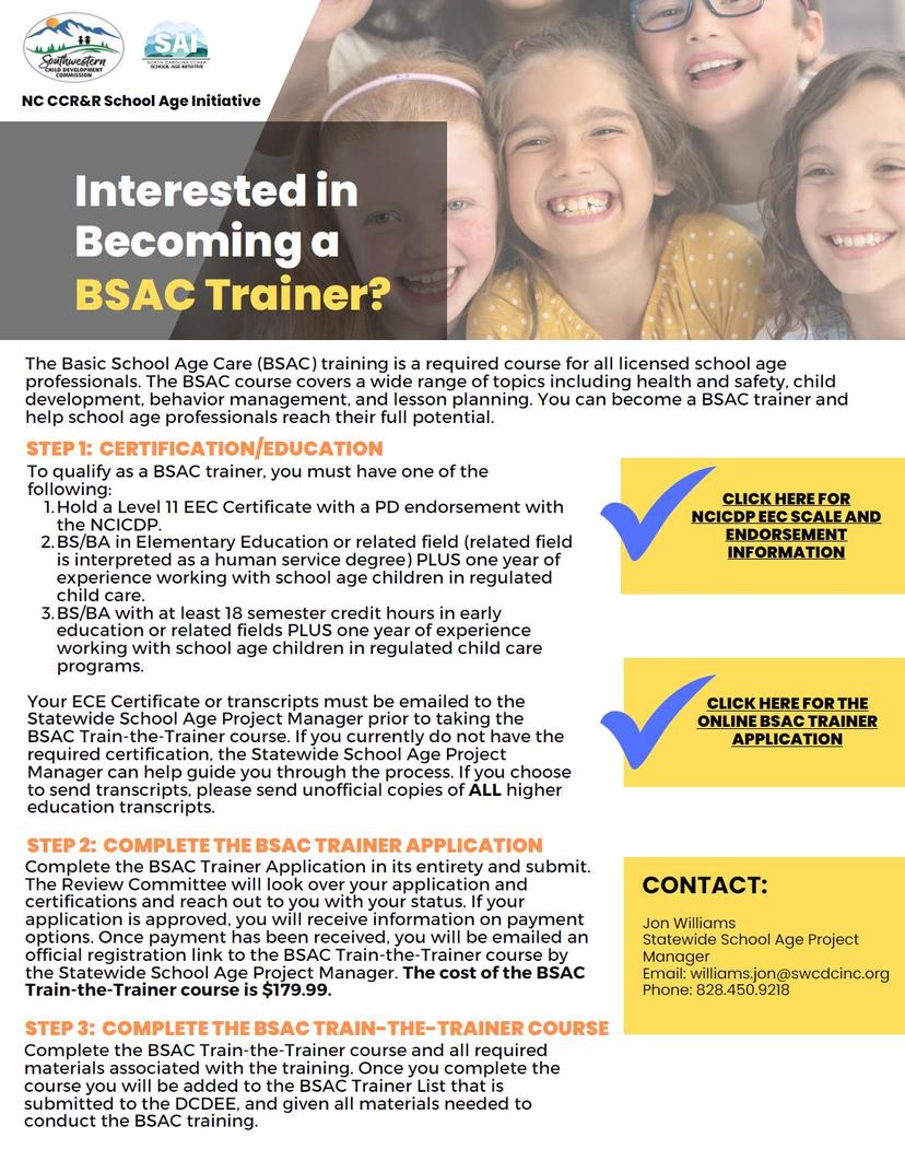 Become a BSAC Trainer! - CCR&R Council