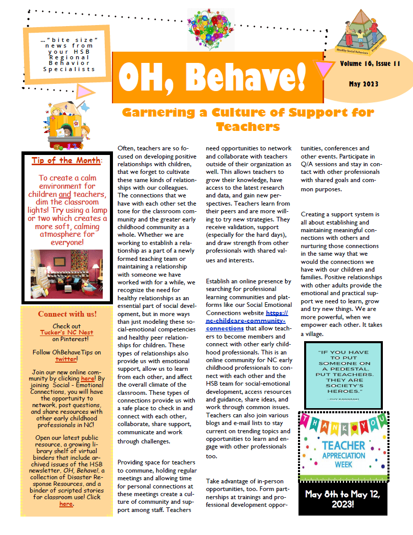 Oh Behave! Garnering Support for Your Teachers - May 2023 - CCR&R System