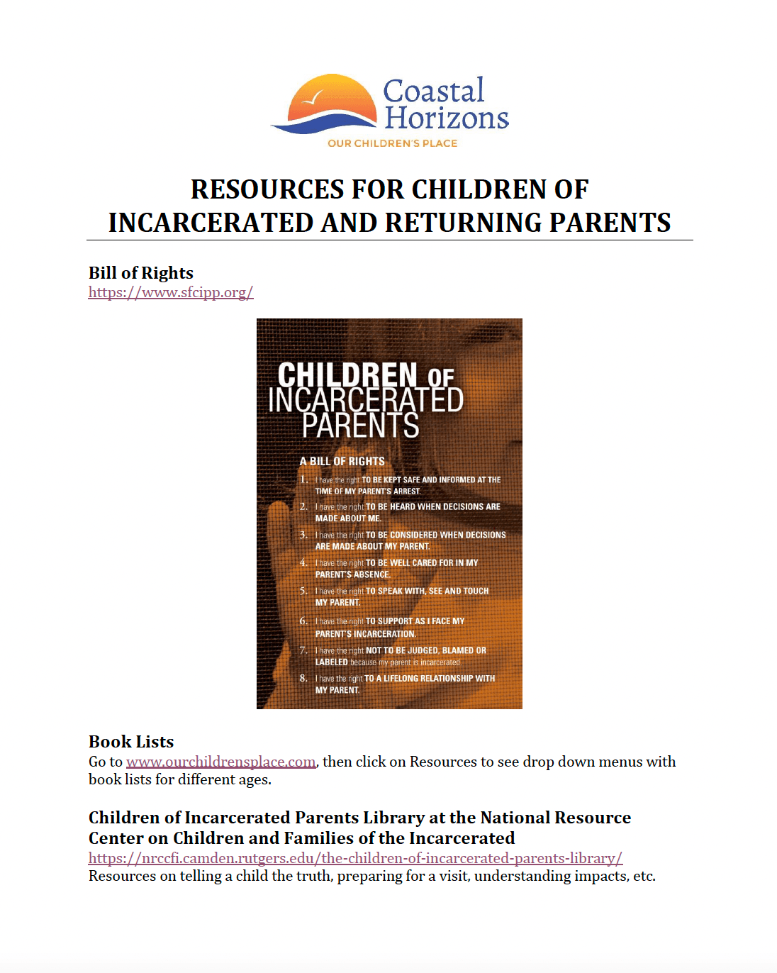 Resources For Children Of Incarcerated Returning Parents Ccr R System