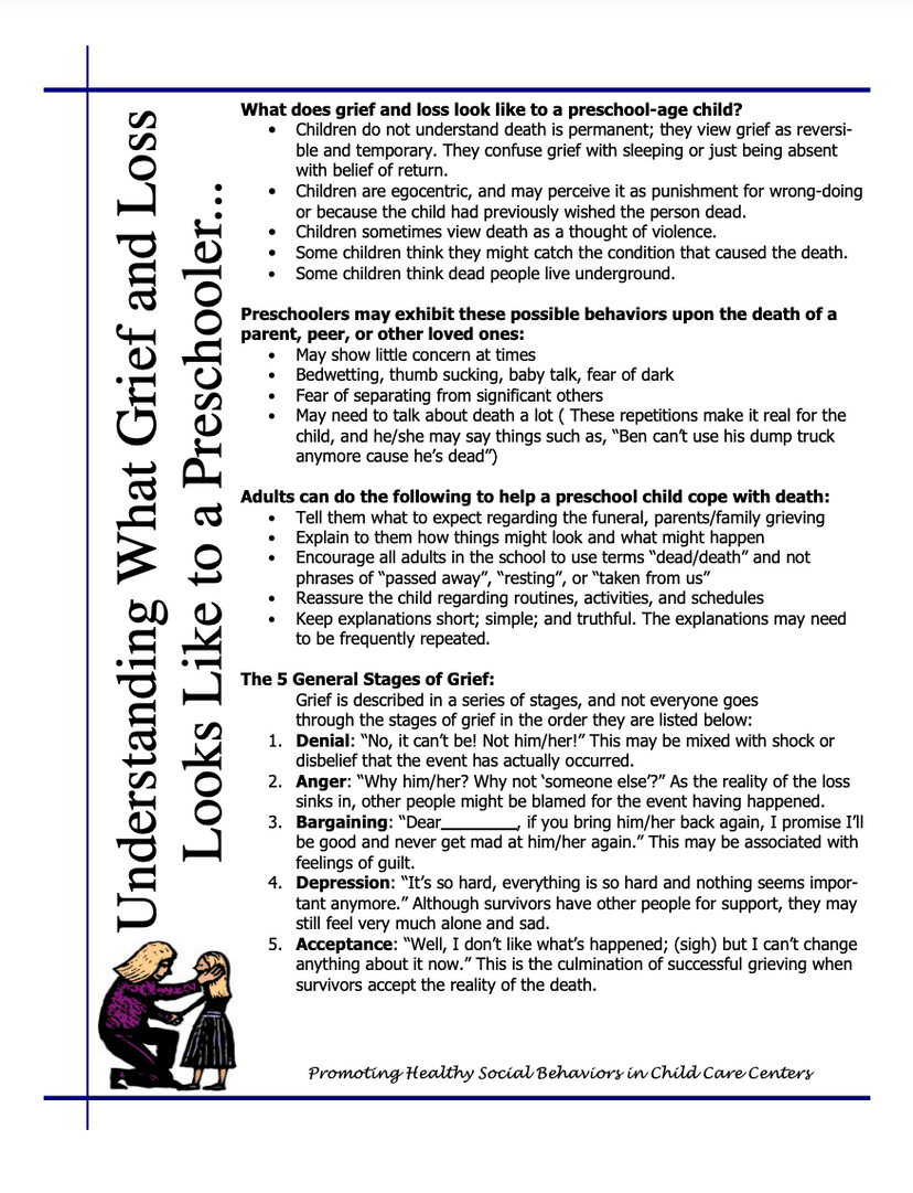 Understanding What Grief and Loss Looks Like to a Preschooler - CCR&R ...