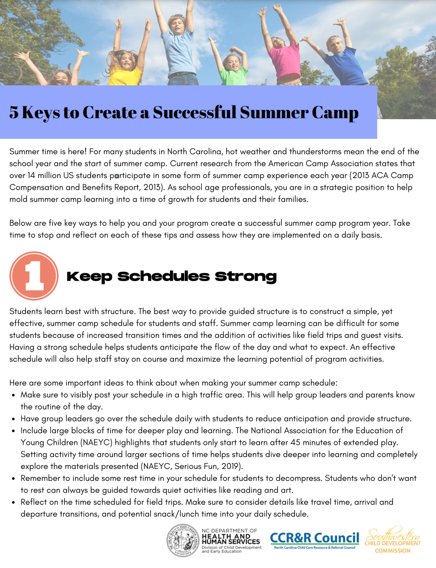 Five Ways To Create A Successful Summer Camp - CCR&R System