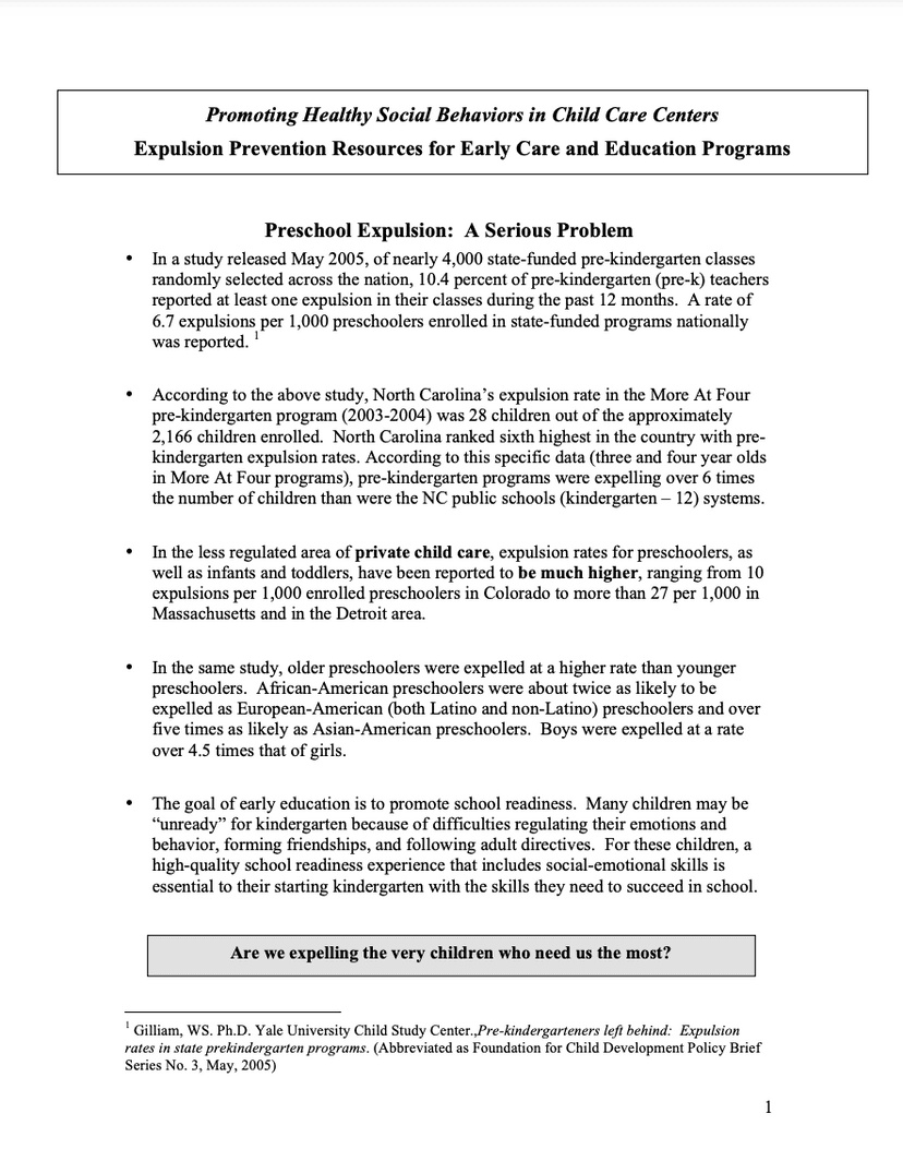 Expulsion Prevention Resources for Early Care and Education Programs ...