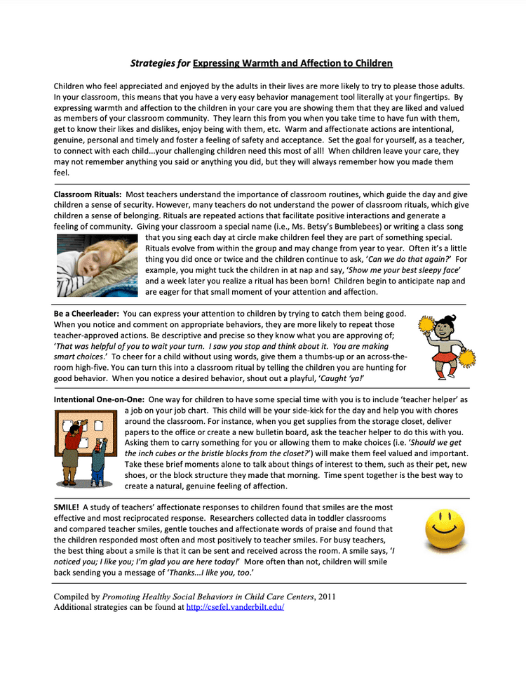 Strategies for Expressing Warmth and Affection to Children - CCR&R System