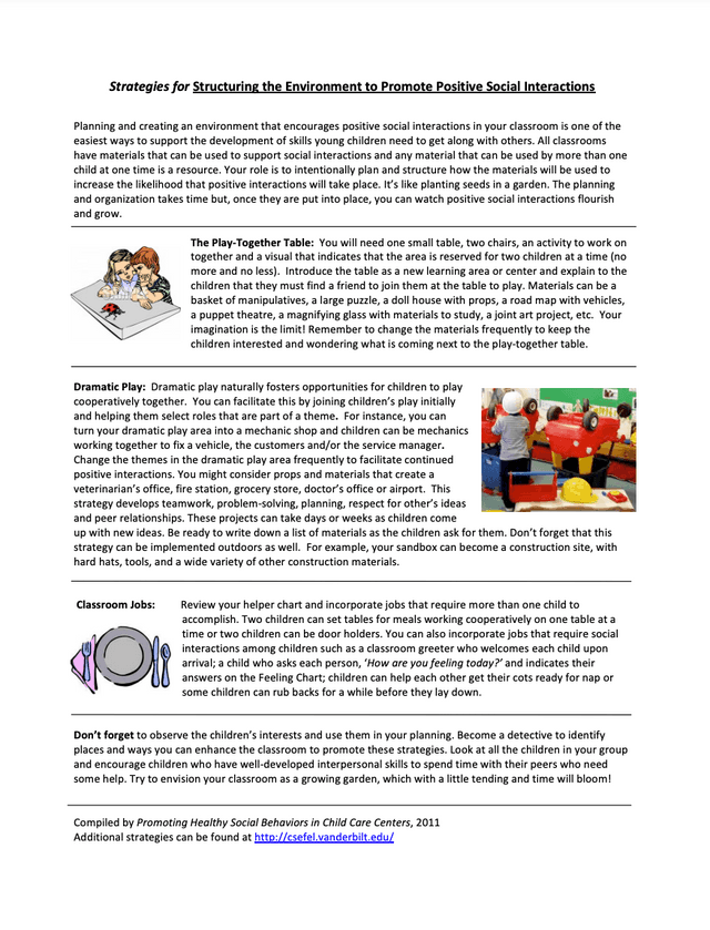 Strategies for Structuring the Environment to Promote Positive Social ...